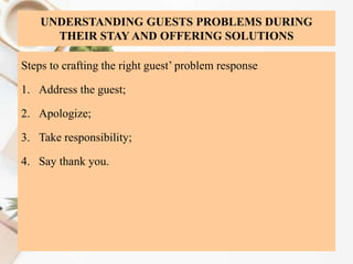 ENGLISH FOR HOTEL: UNDERSTANDING GUESTS PROBLEMS DURING THEIR STAY AND ...