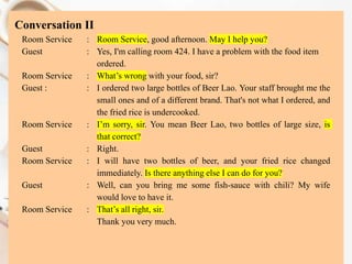 ENGLISH FOR HOTEL: UNDERSTANDING GUESTS PROBLEMS DURING THEIR STAY AND ...