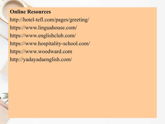 ENGLISH FOR HOTEL: UNDERSTANDING GUESTS PROBLEMS DURING THEIR STAY AND ...