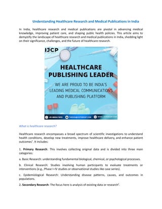 Understanding Healthcare Research and Medical Publications in India ...