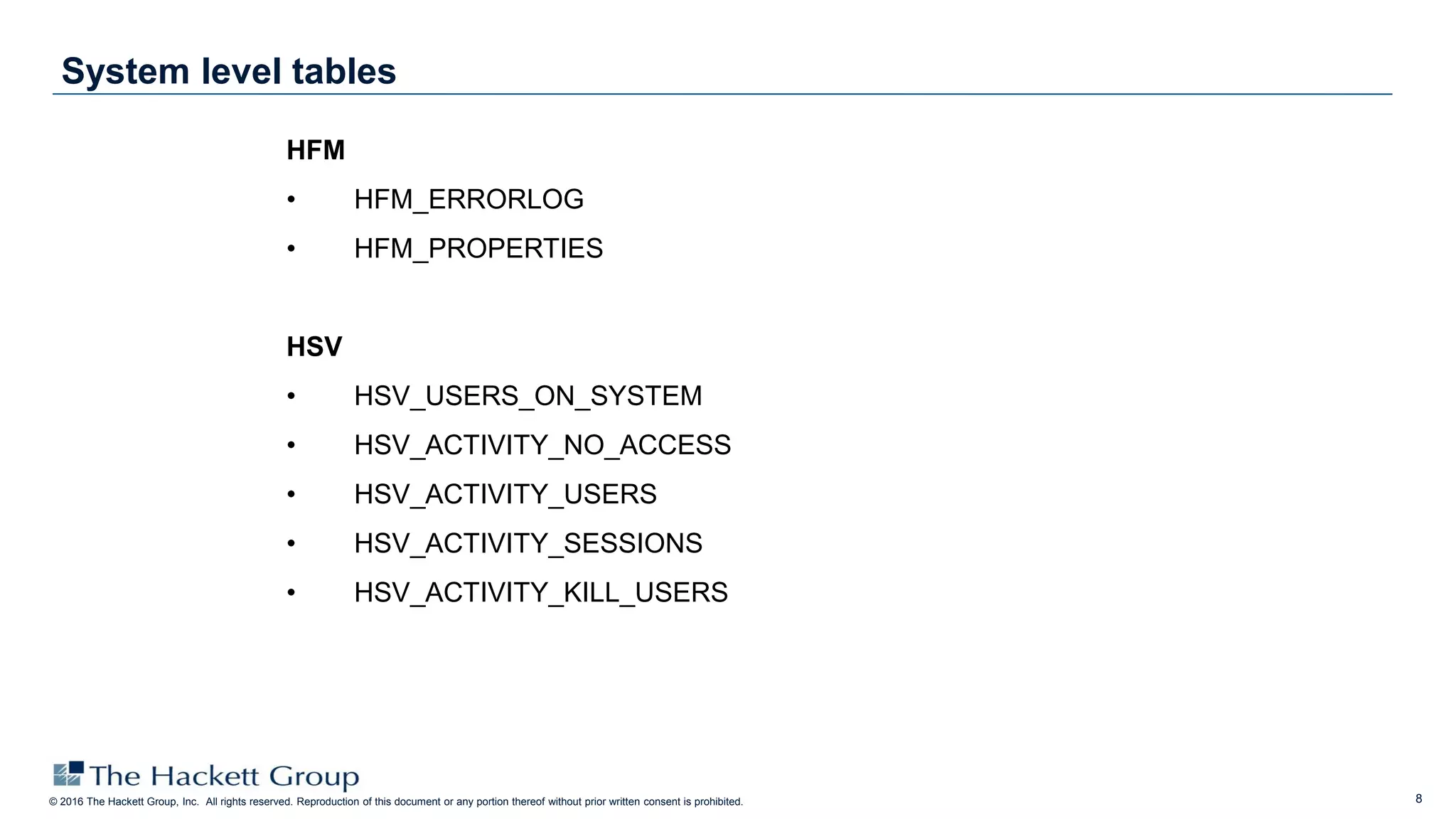 Understanding HFM System Tables | PDF