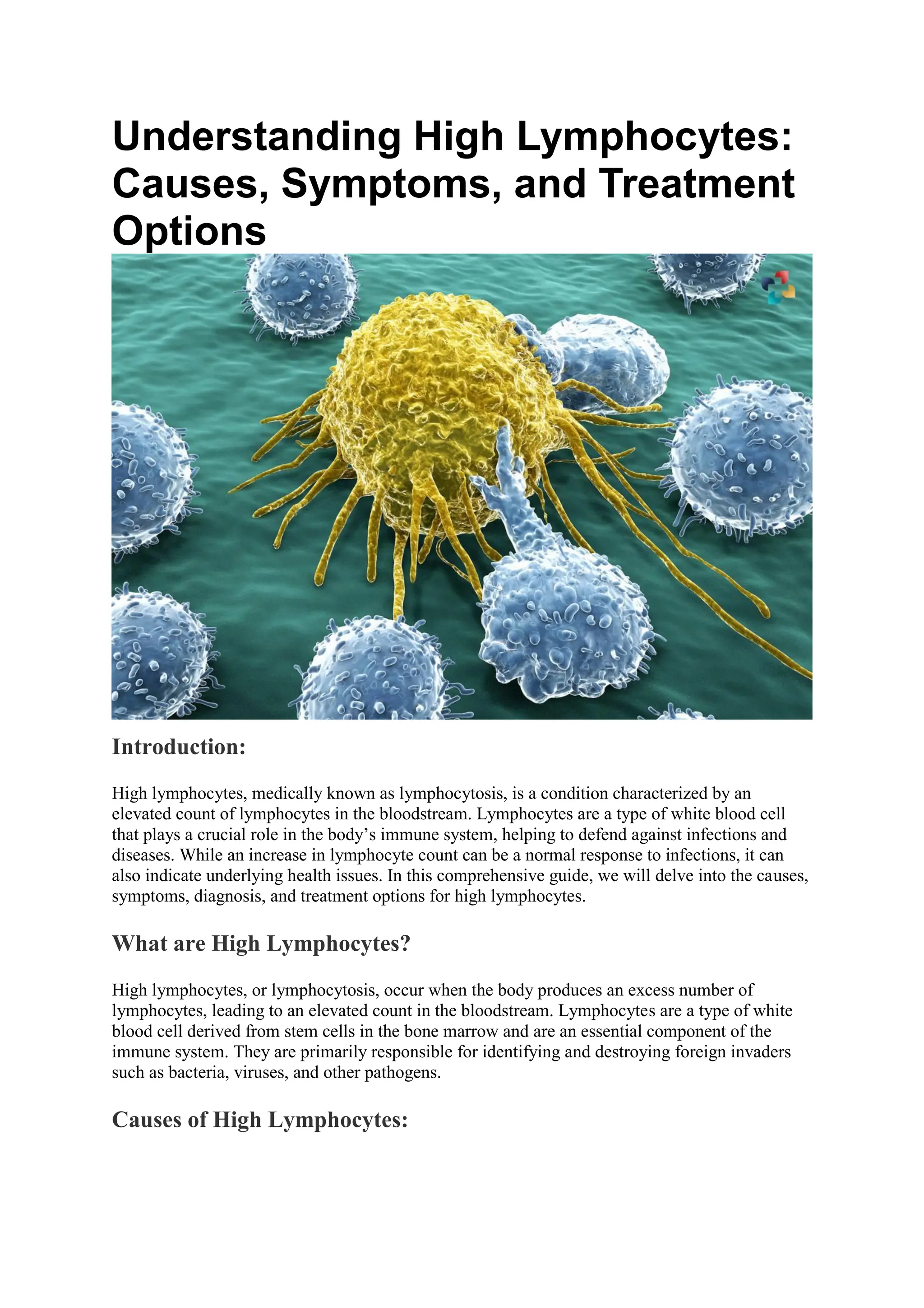Understanding High Lymphocytes: 5 Causes, Symptoms, and Treatment ...