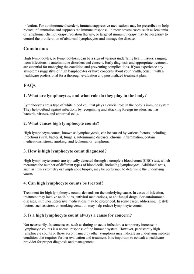 Understanding High Lymphocytes: 5 Causes, Symptoms, and Treatment ...