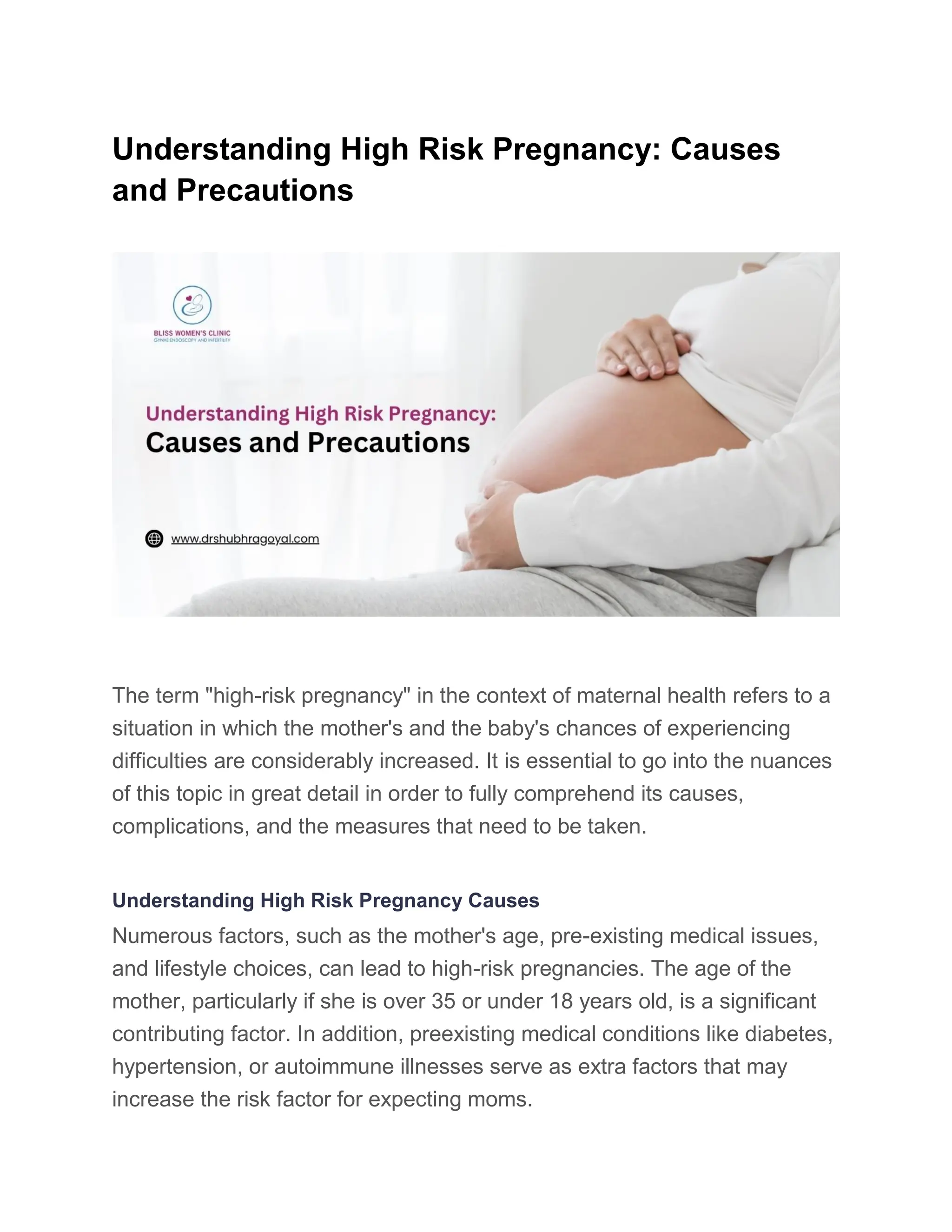 Understanding High Risk Pregnancy: Causes and Precautions | PDF