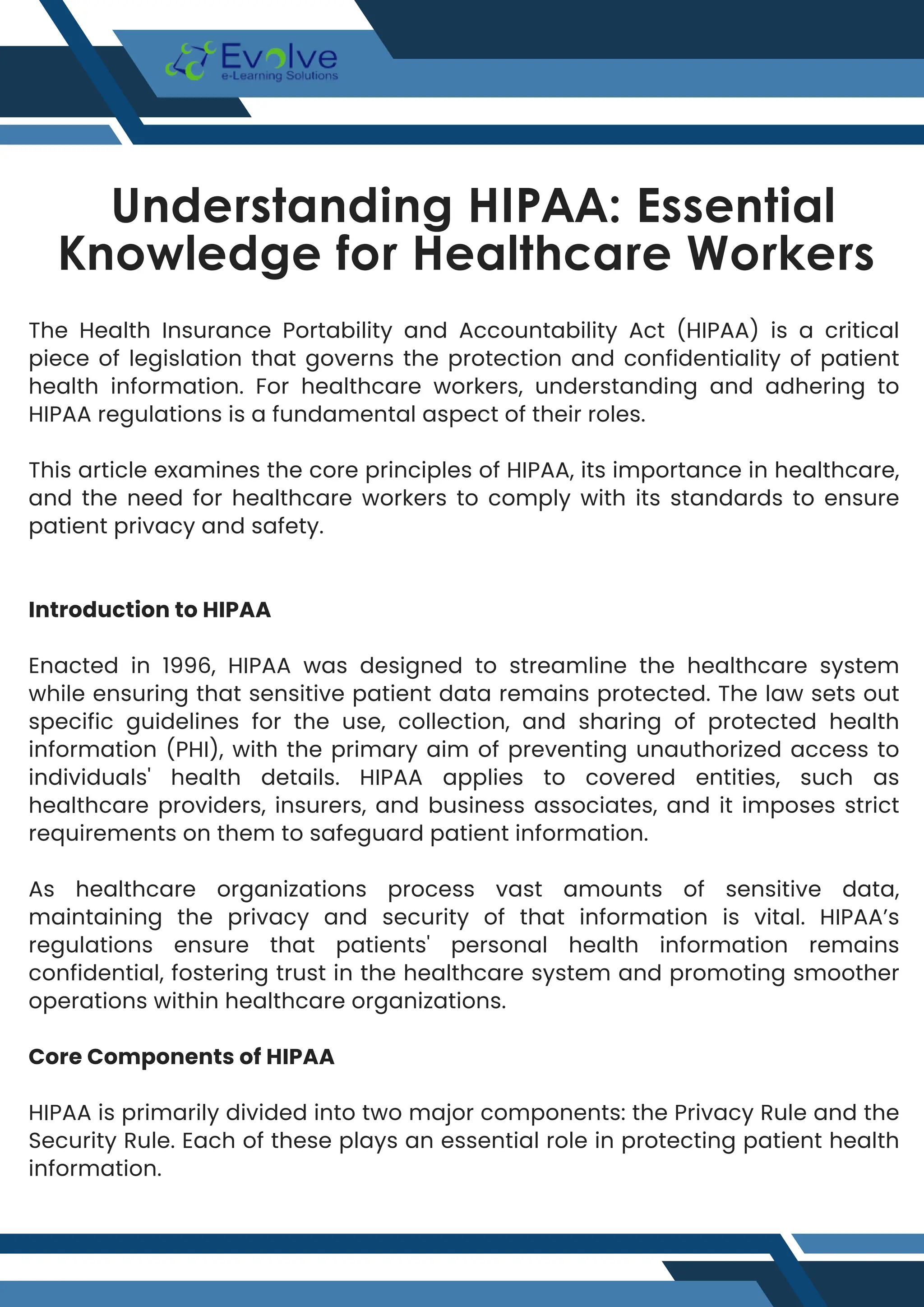 Understanding HIPAA Essential Knowledge for Healthcare Workers | PDF