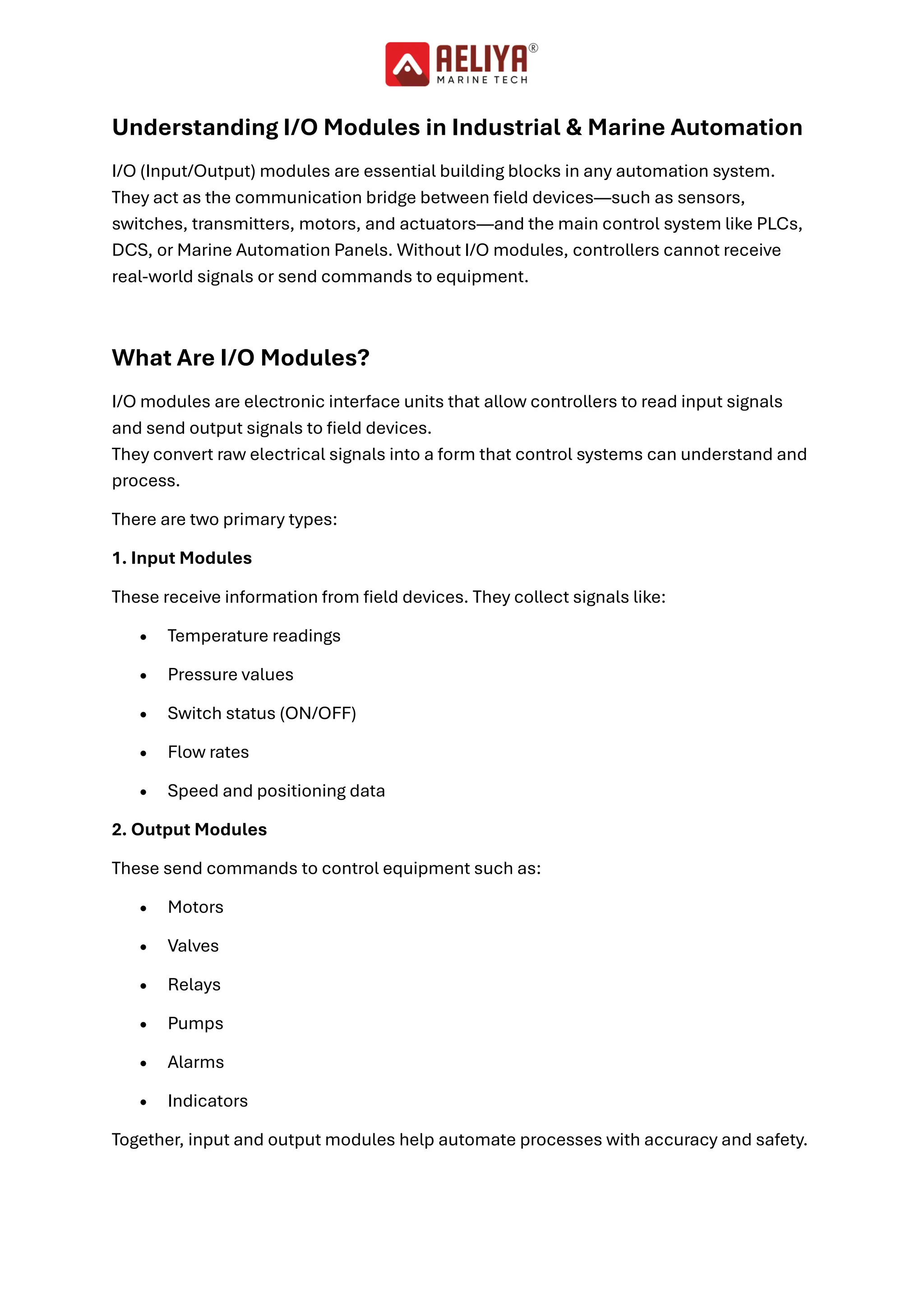 I/O Modules Explained for Industrial & Marine Use | PDF