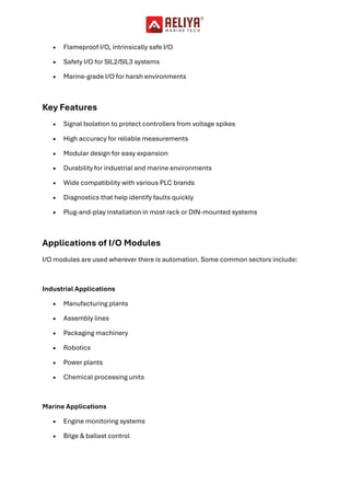 I/O Modules Explained for Industrial & Marine Use | PDF