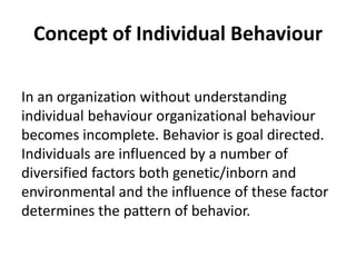 Understanding individual behaviour | PPTX