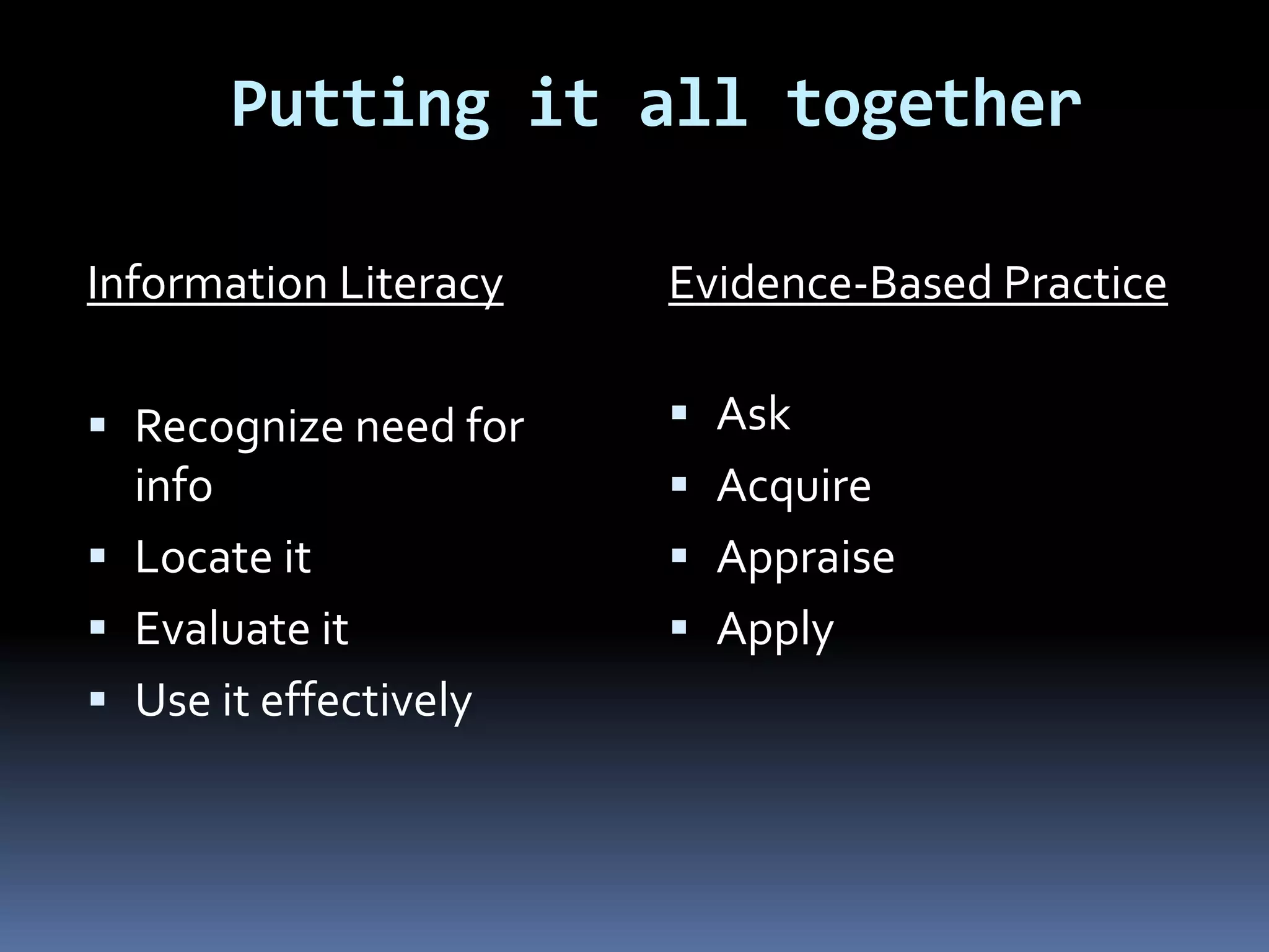 Understanding information and technology literacy and evidence based2 | PPT