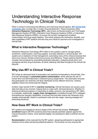 Understanding Interactive Response Technology in Clinical Trials (1).docx