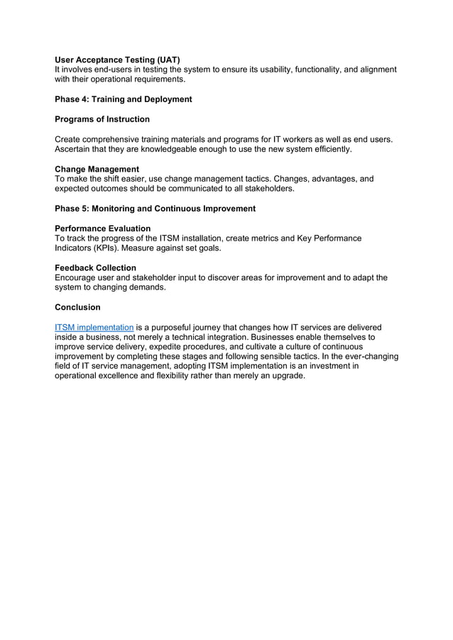 Understanding ITSM Implementation Understanding the Phases for a ...