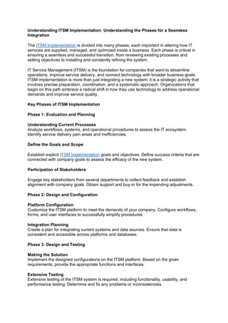 Understanding ITSM Implementation Understanding the Phases for a ...