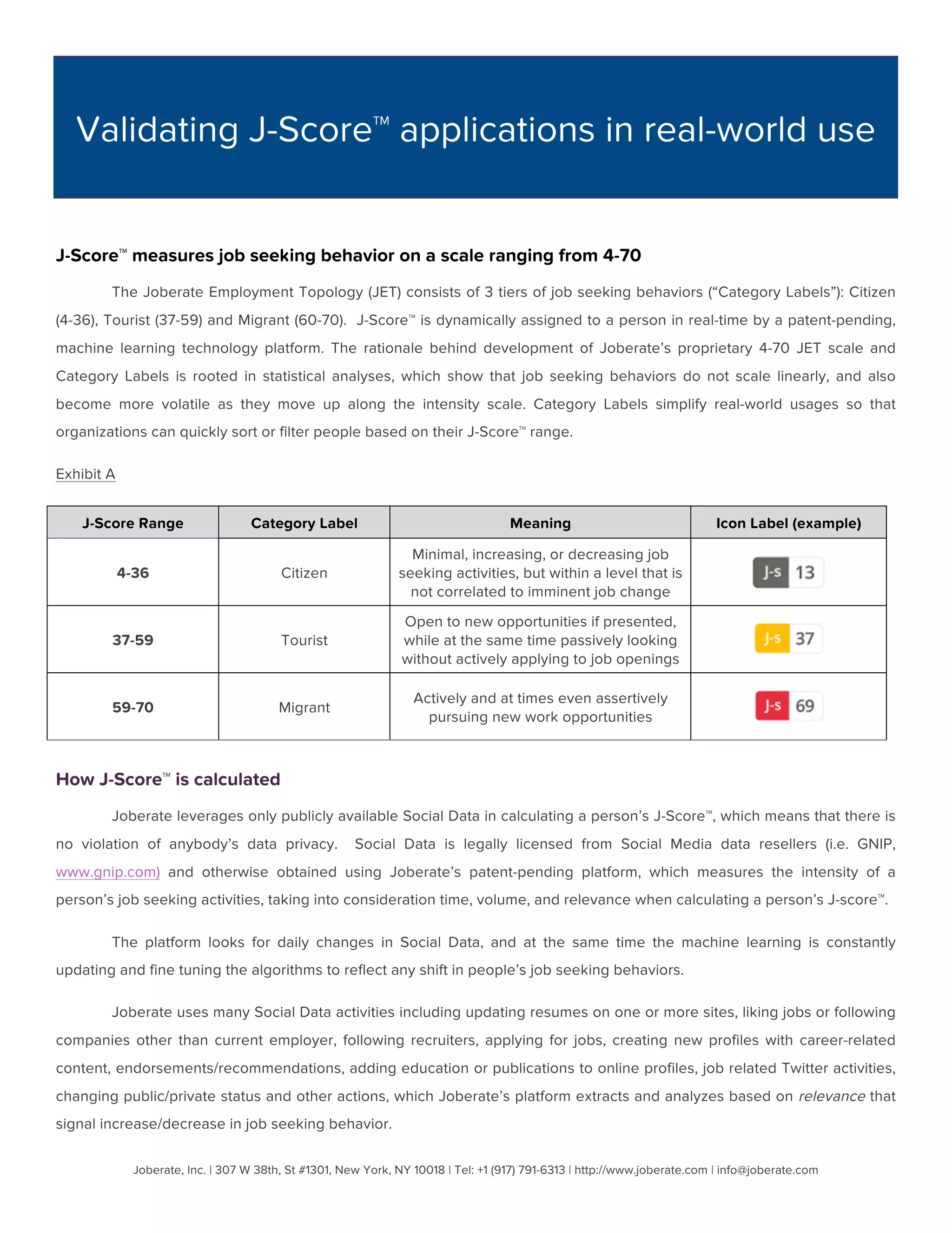 White paper: understanding J-Score™ predictive analytic @Joberate | PDF