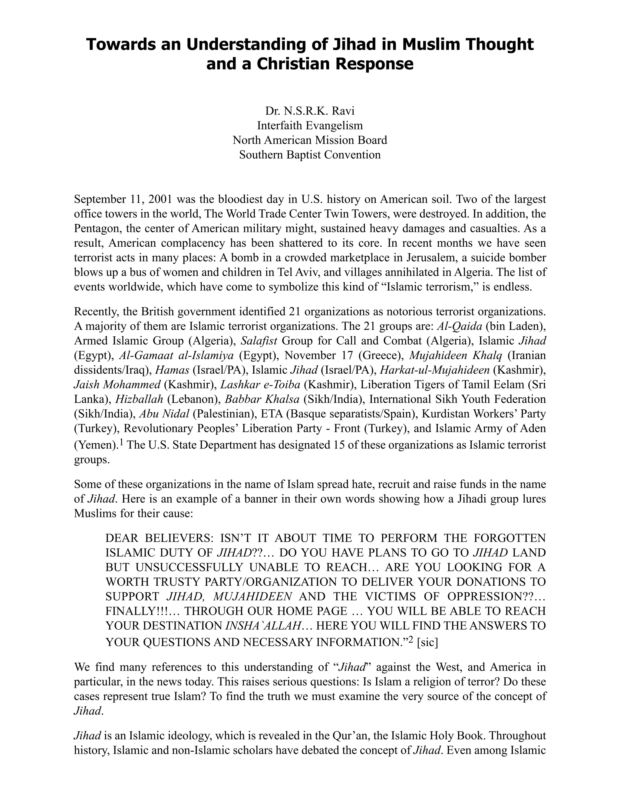 Understanding Jihad | PDF