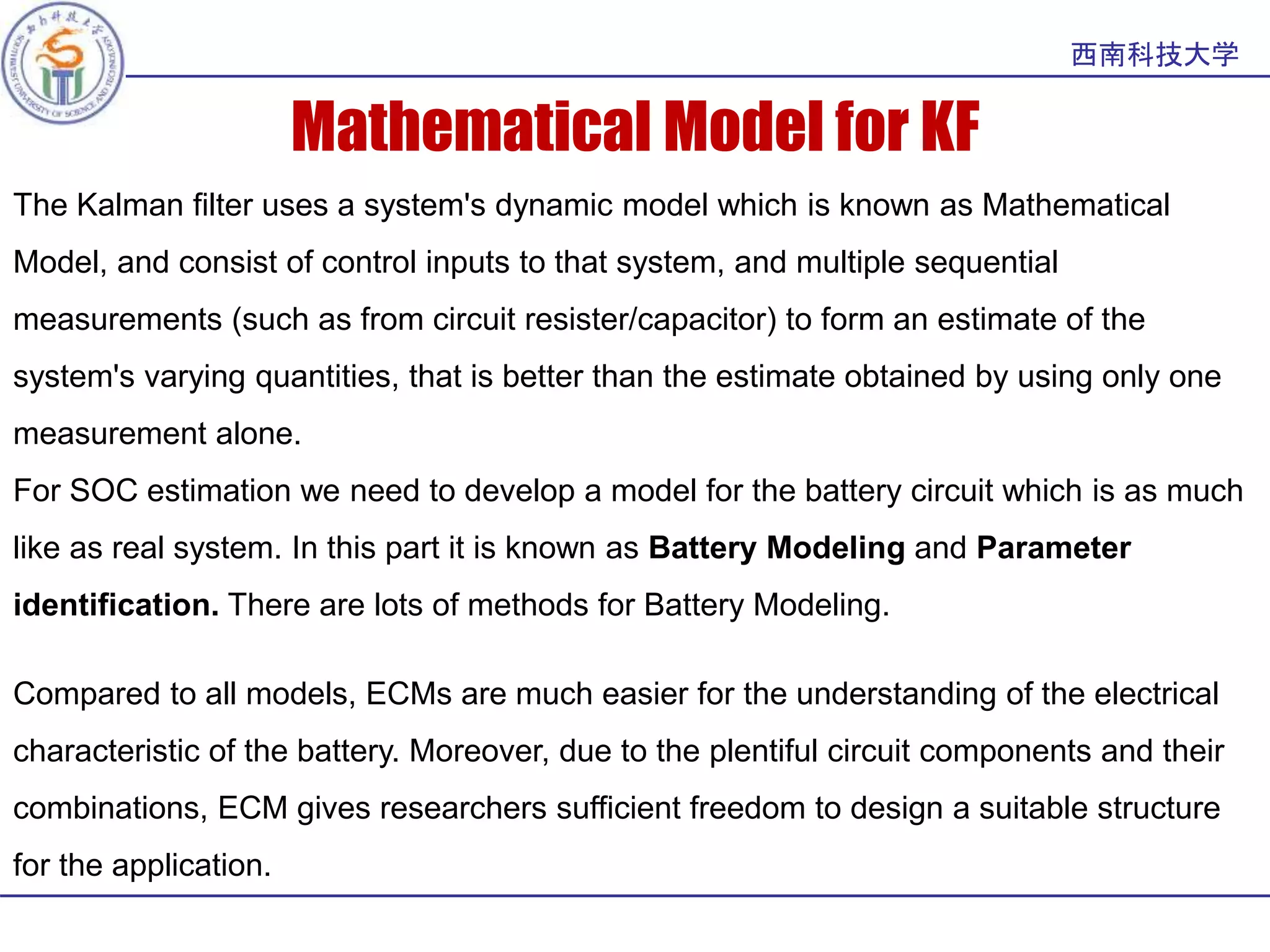 Understanding kalman filter for soc estimation. | PPTX