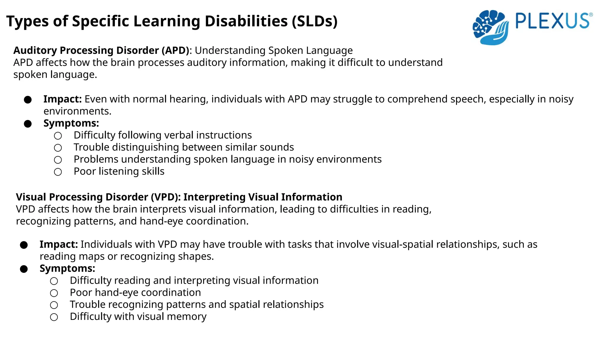 Understanding Learning Disabilities - Plexus | PPT