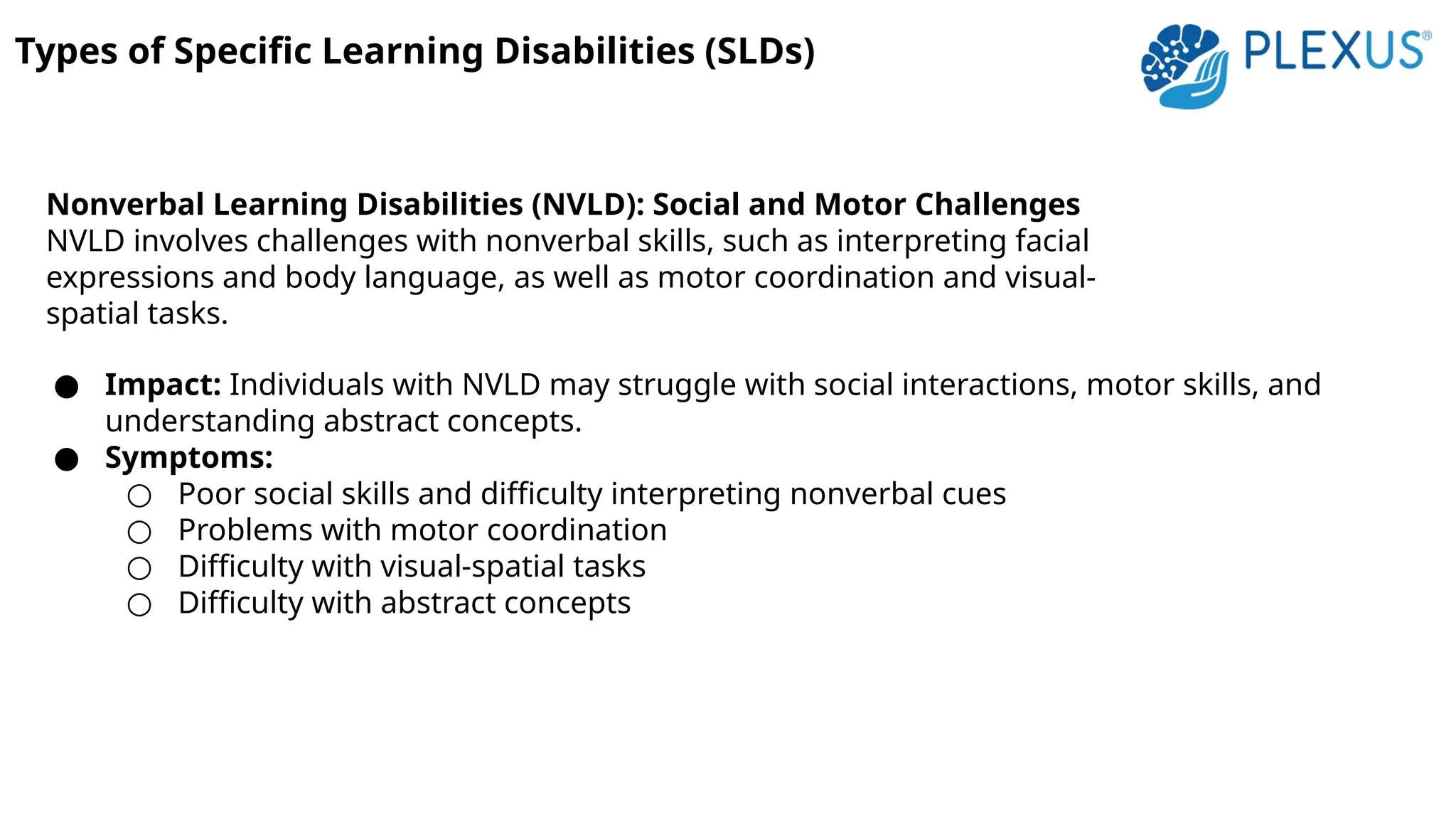 Understanding Learning Disabilities - Plexus | PPT