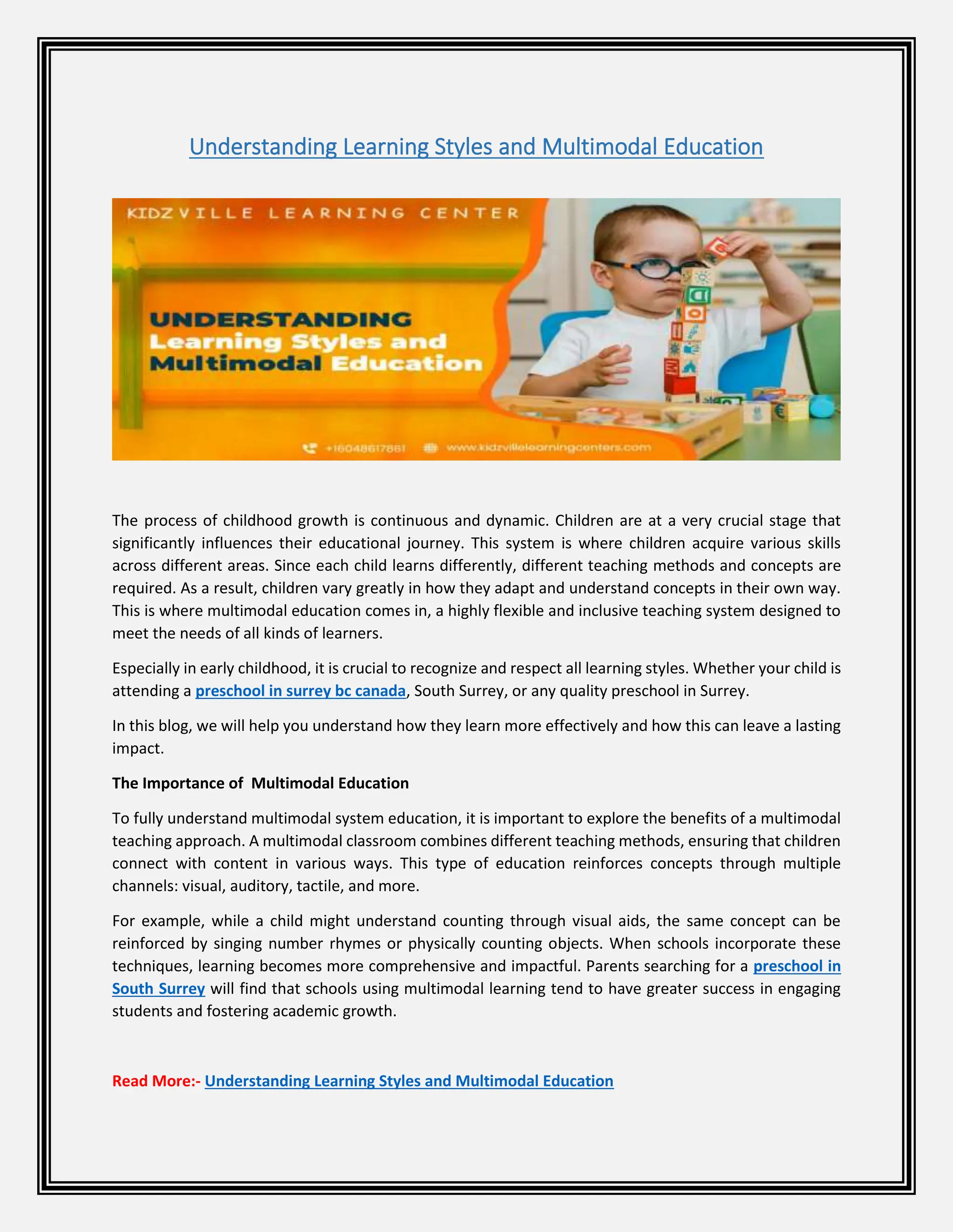 Understanding Learning Styles and Multimodal Education | PDF