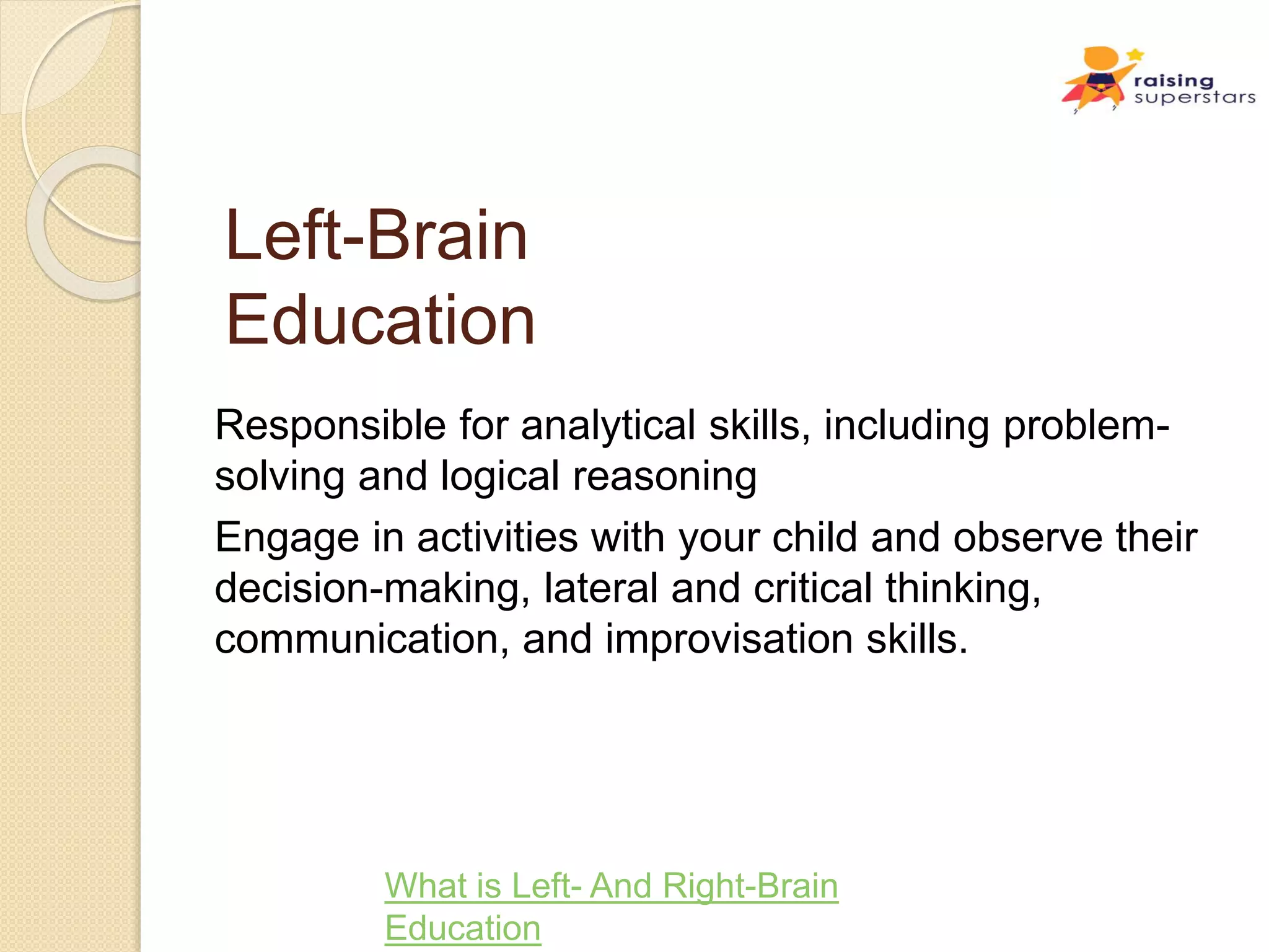 Understanding Left and Right Brain Education | PPTX