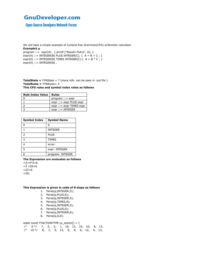 Understanding Lemon Generated Parser Final | PDF