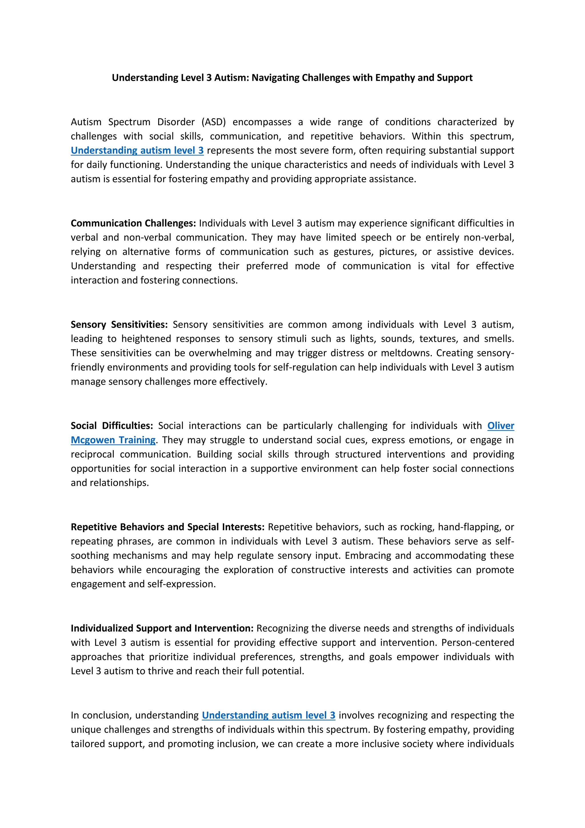 Understanding Level 3 Autism: Navigating Challenges with Empathy and ...