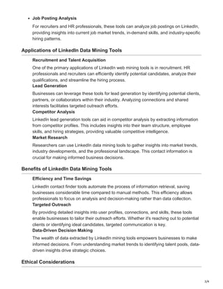 Understanding LinkedIn Data Mining Tools Features And Benefits.pdf | Social Networking | Internet
