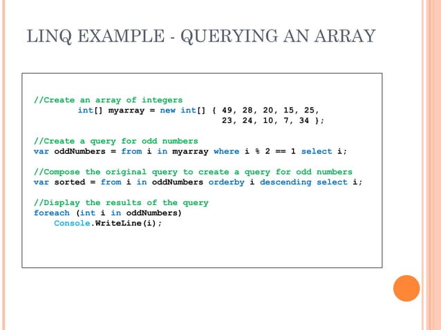 Understanding linq | PPT