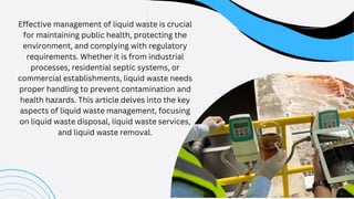 Understanding Liquid Waste Management Disposal, Services, and Removal | PPT