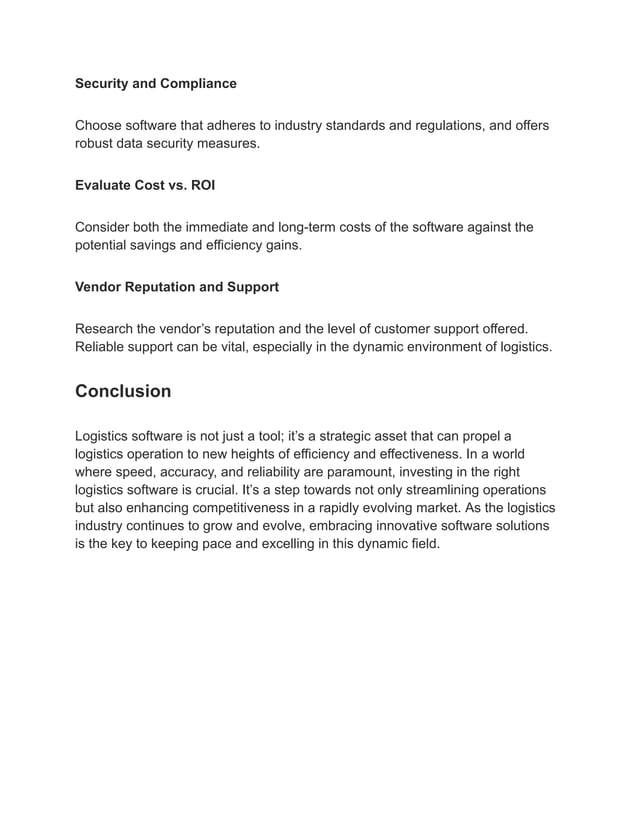 Understanding Logistics Software | PDF