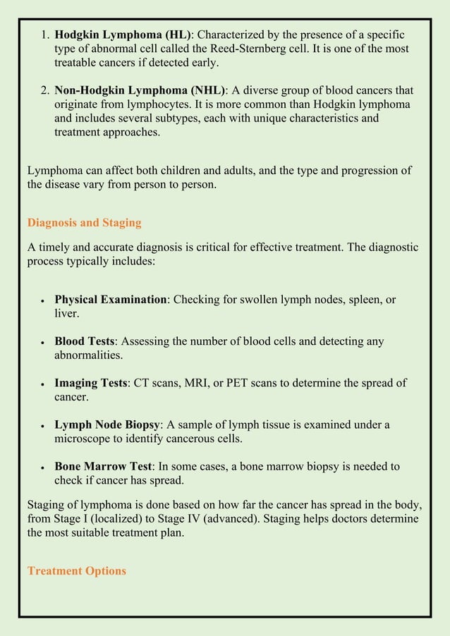 Understanding Lymphoma: A Cancer Affecting the Lymphatic System | PDF