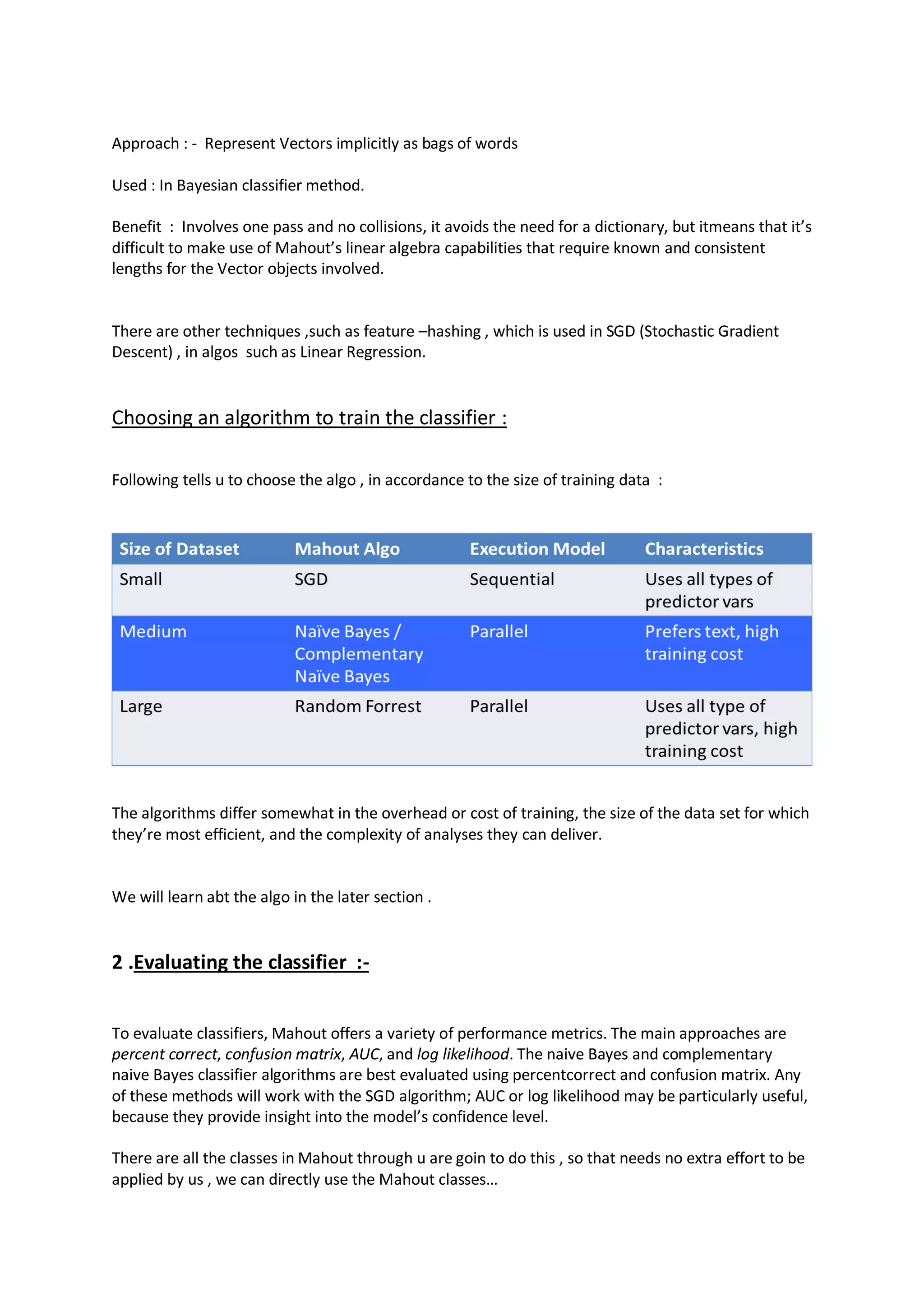 Understanding Mahout classification documentation | PDF