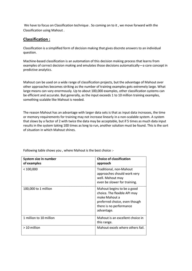 Understanding Mahout classification documentation | PDF