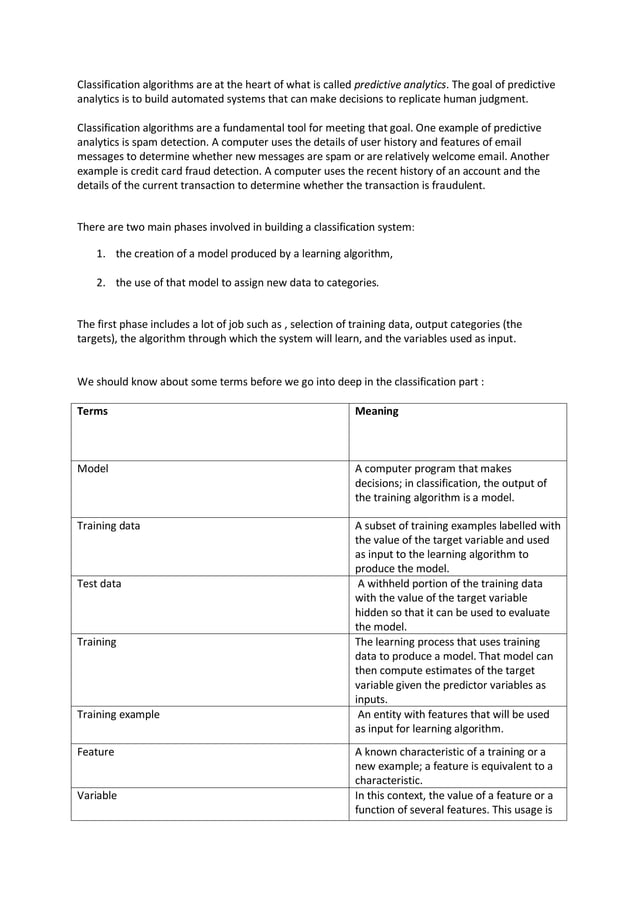 Understanding Mahout classification documentation | PDF