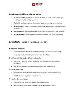 Understanding Marine Automation: Systems, Benefits | PDF