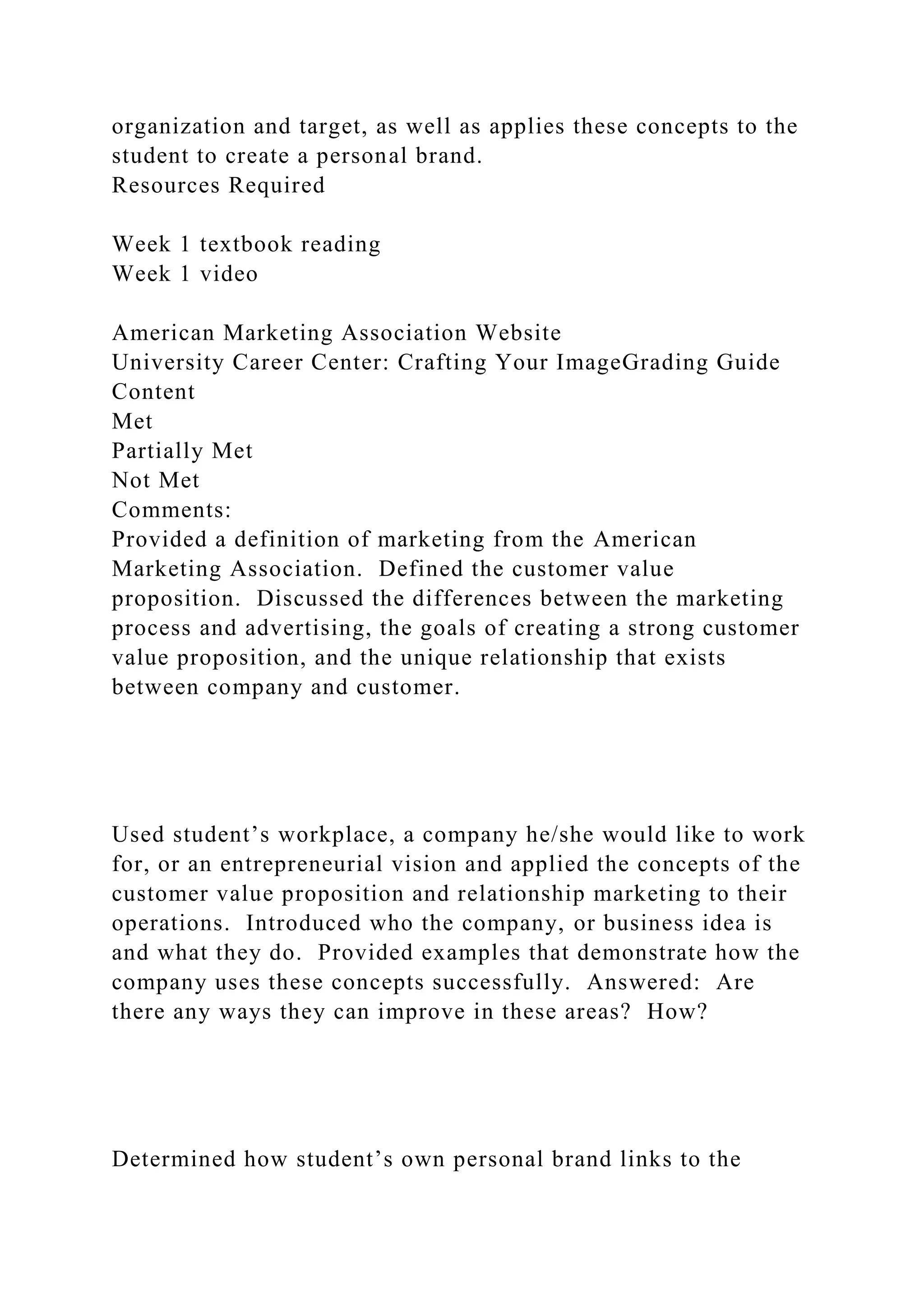 Understanding Marketing and Customer Relationships Grading Guide.docx