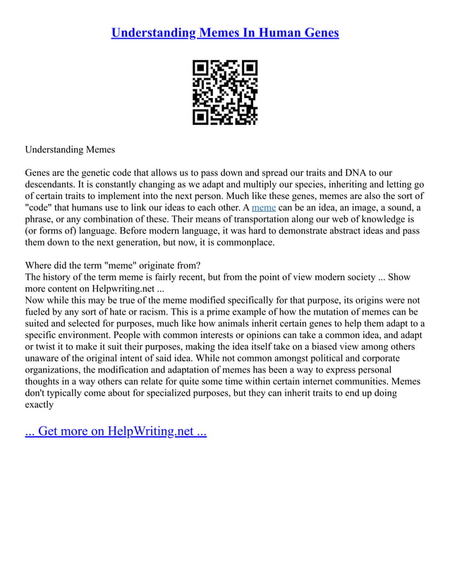 Understanding Memes In Human Genes | PDF