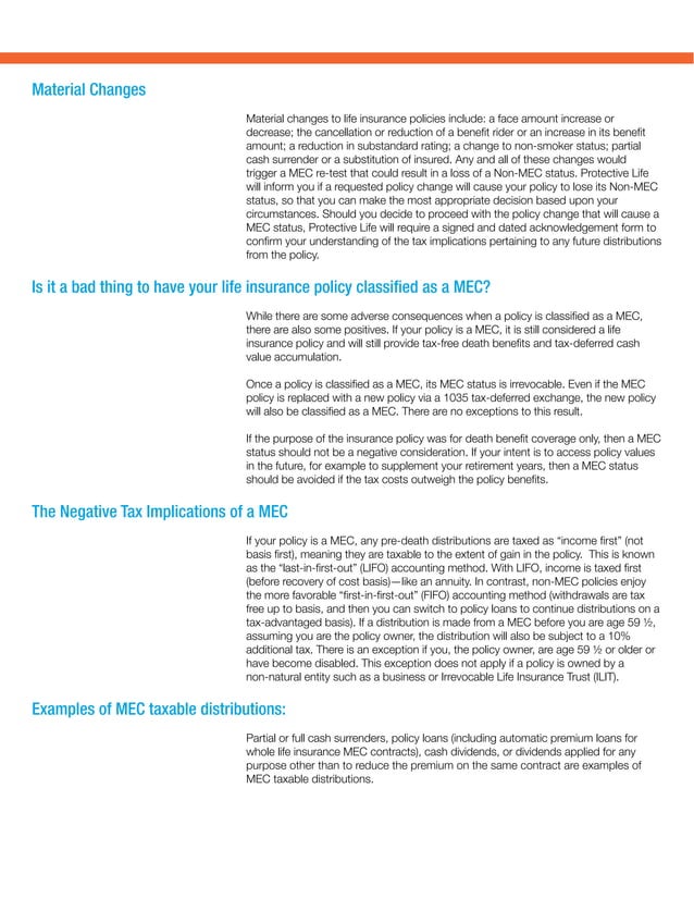 Understanding Modified Endowment Contracts (MEC) | PDF | Life Insurance ...