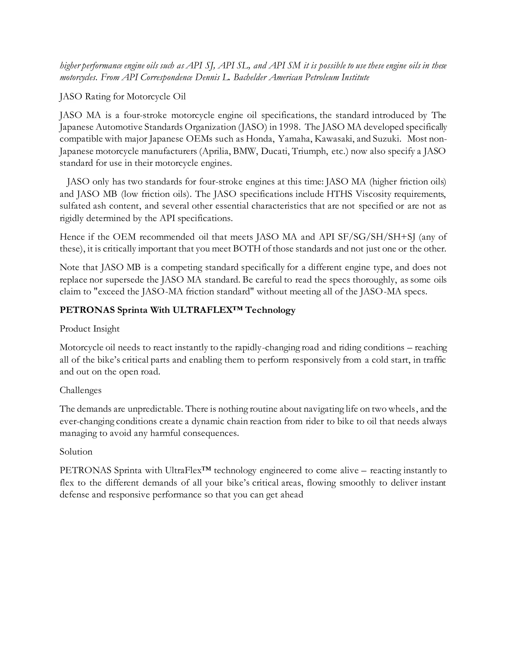 Understanding motorcycle oil and the advantage of our petronas sprinta (004) | PDF
