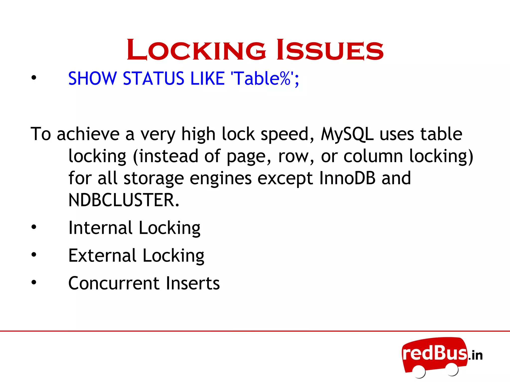 Understanding MySql locking issues | PPT