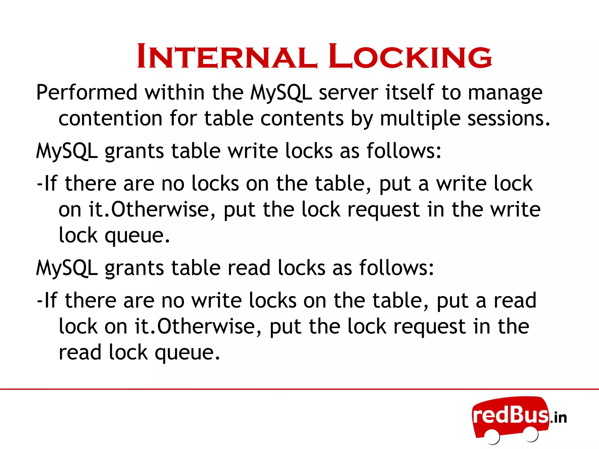 Understanding MySql locking issues | PPT