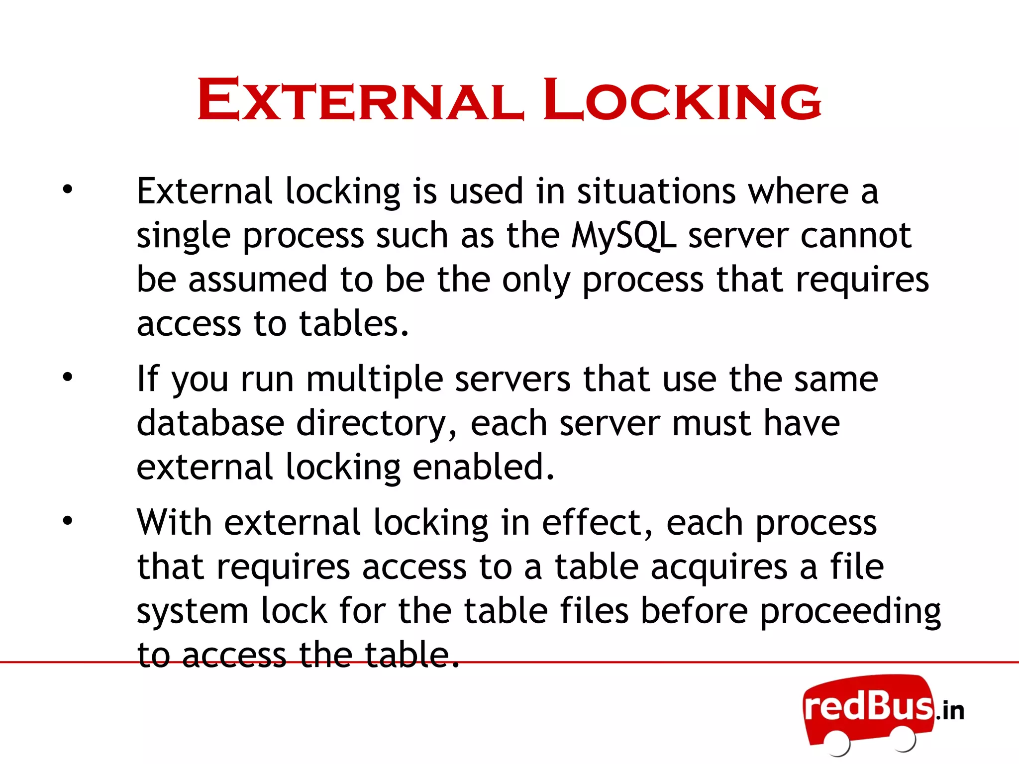 Understanding MySql locking issues | PPT