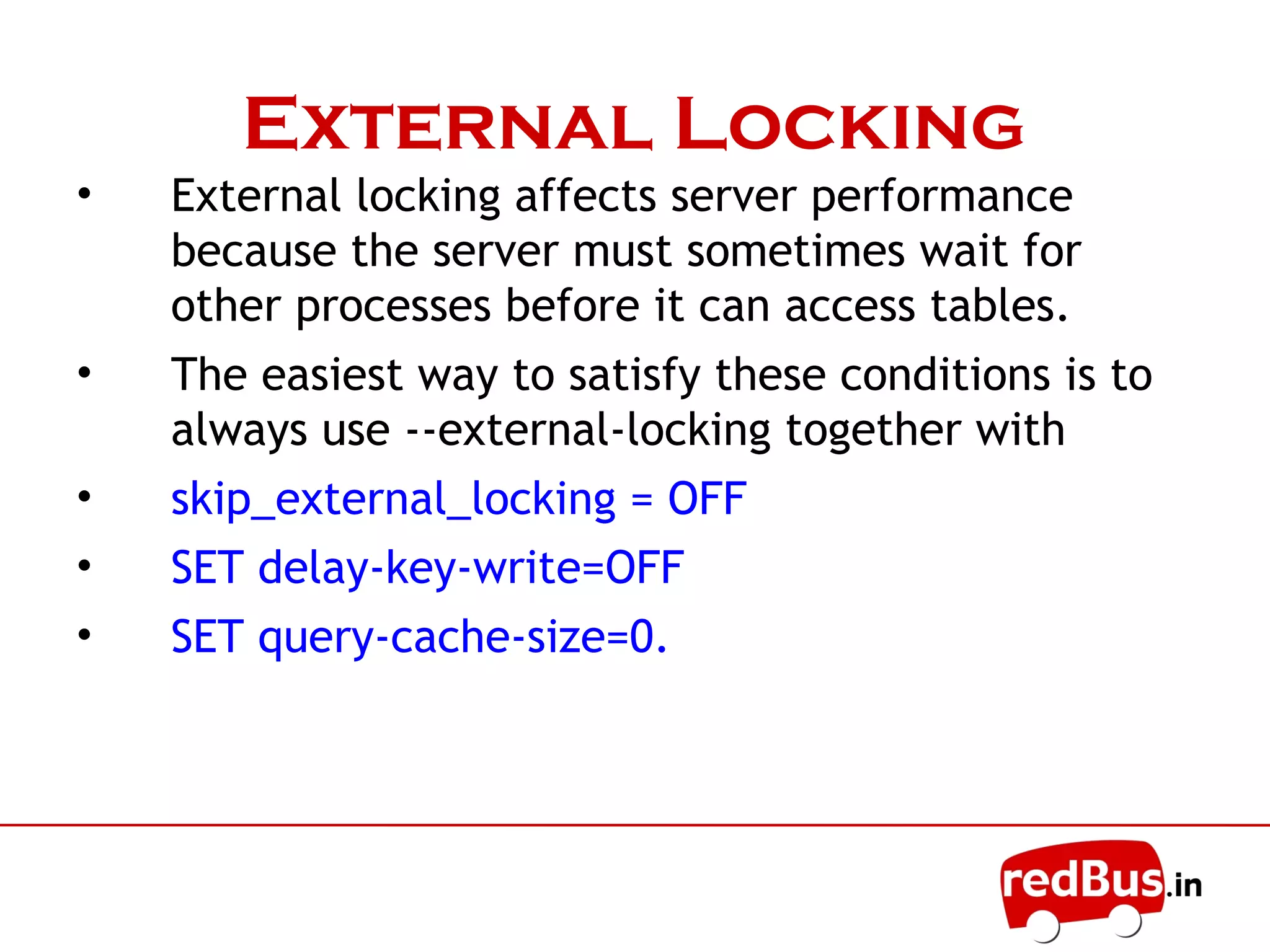 Understanding MySql locking issues | PPT