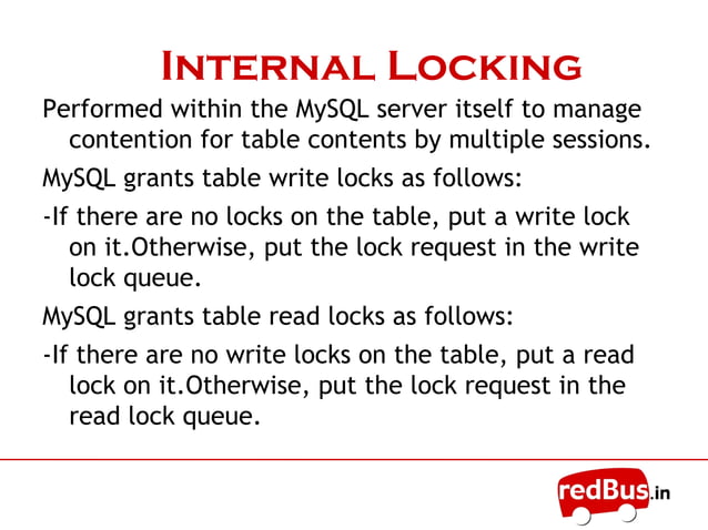 Understanding MySql locking issues | PPT