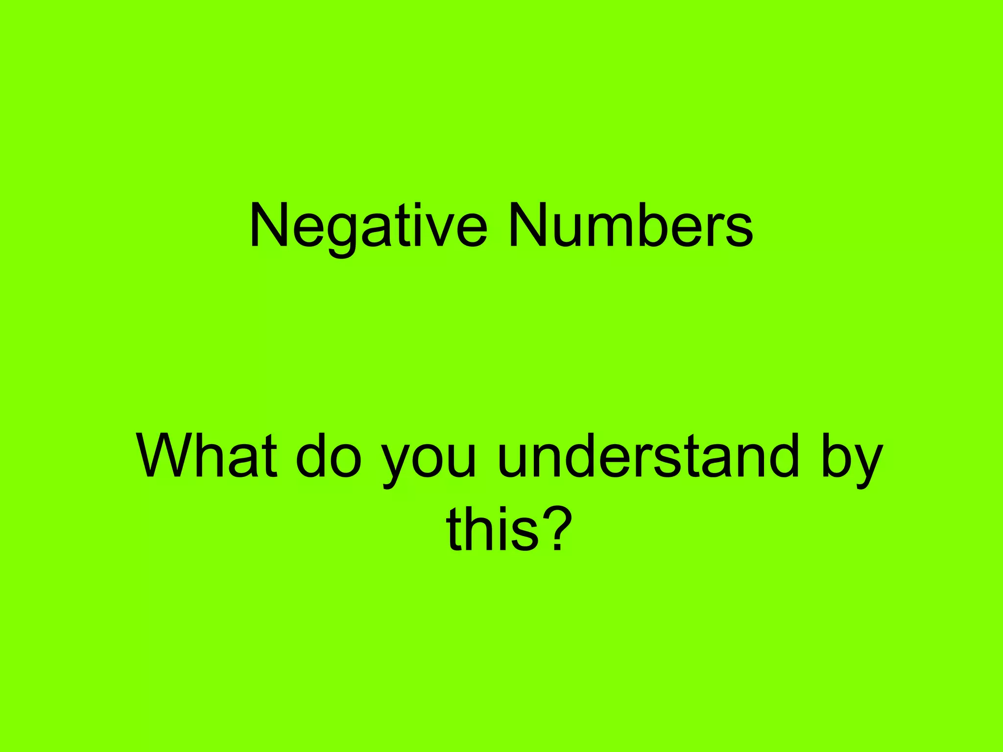 Understanding Negative Numbers | Ppt