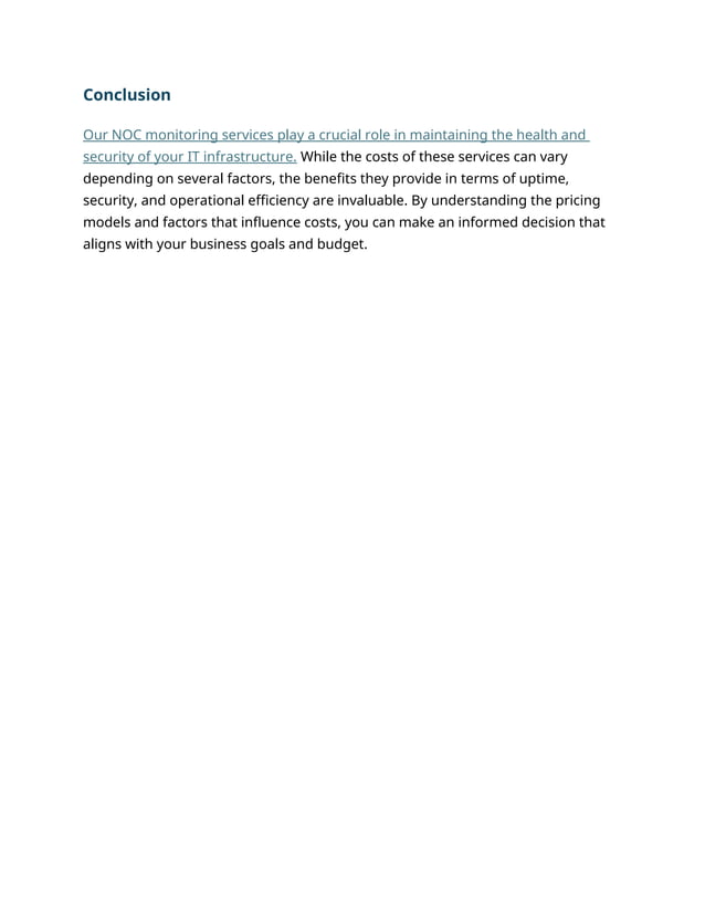 Understanding NOC Monitoring Services with Costs and Benefits in AI-NOC ...