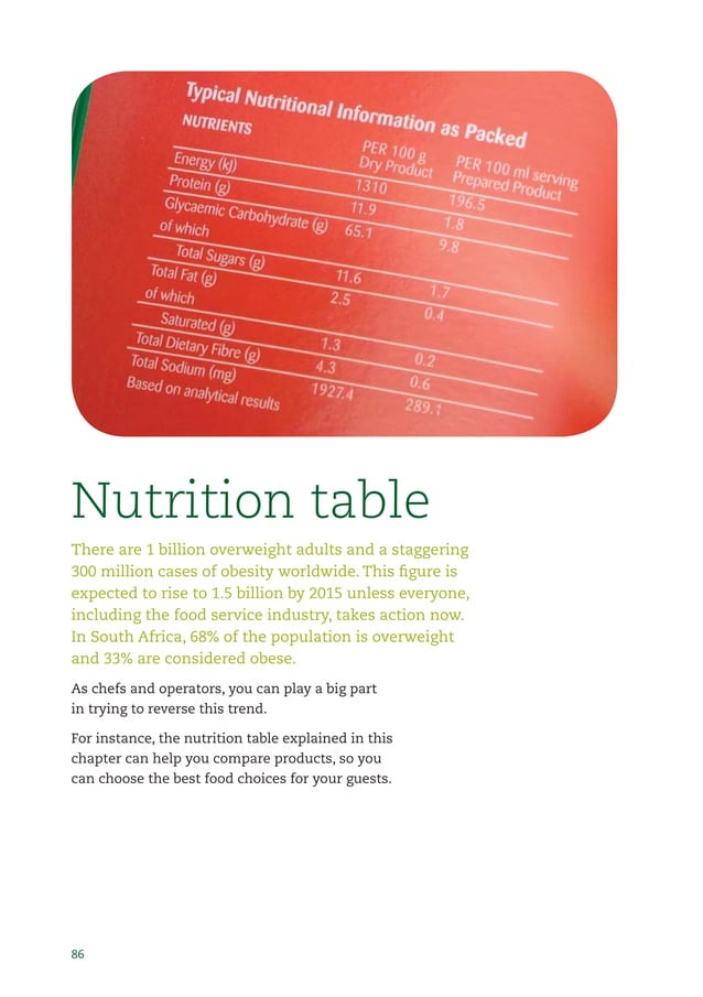 Understanding nutrition tables | PDF