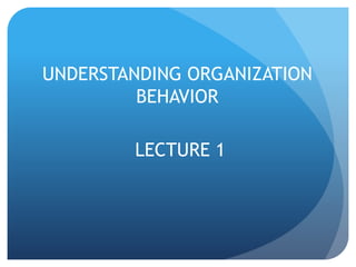 Understanding Organizational Behavior | PPTX