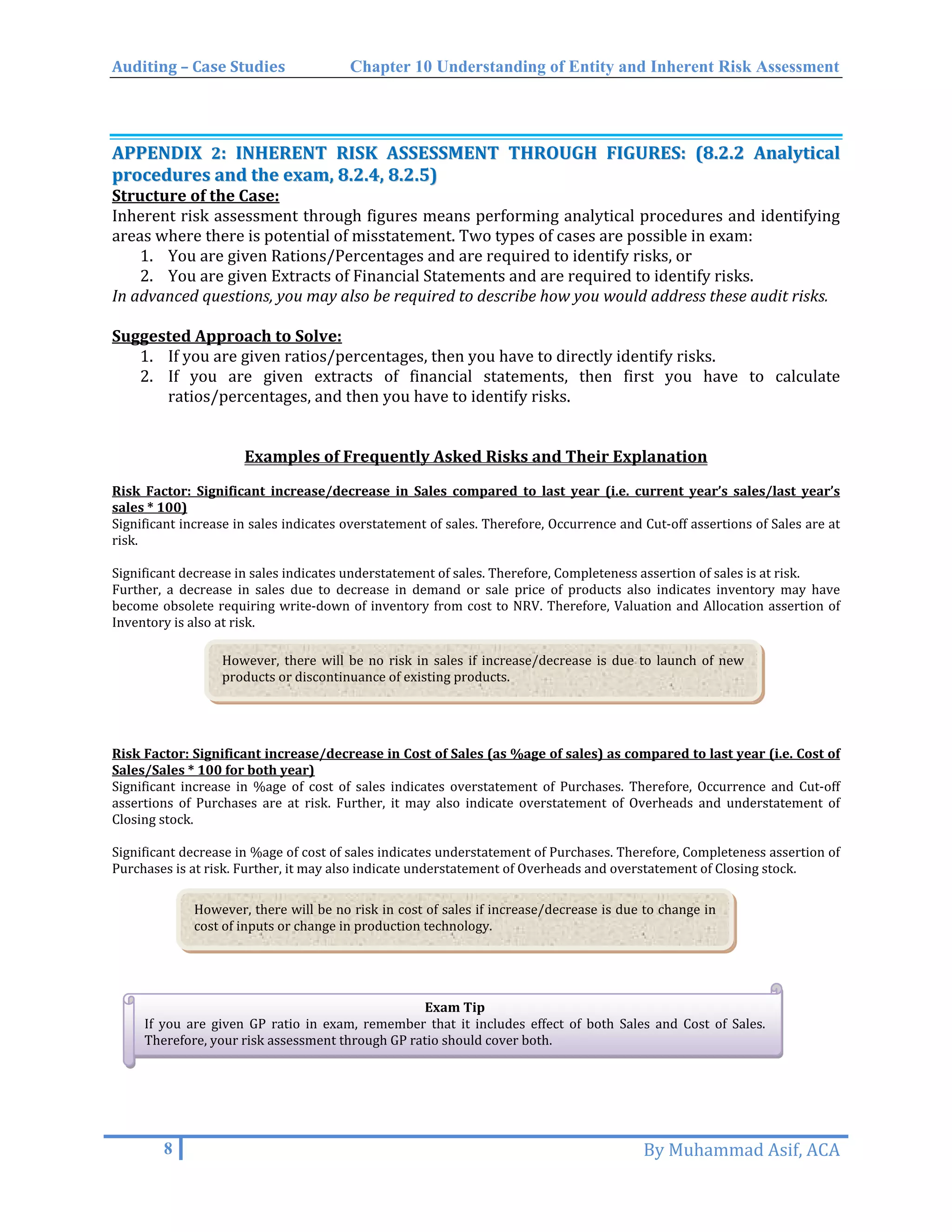 Understanding of entity and inherent risk assessment (including case ...