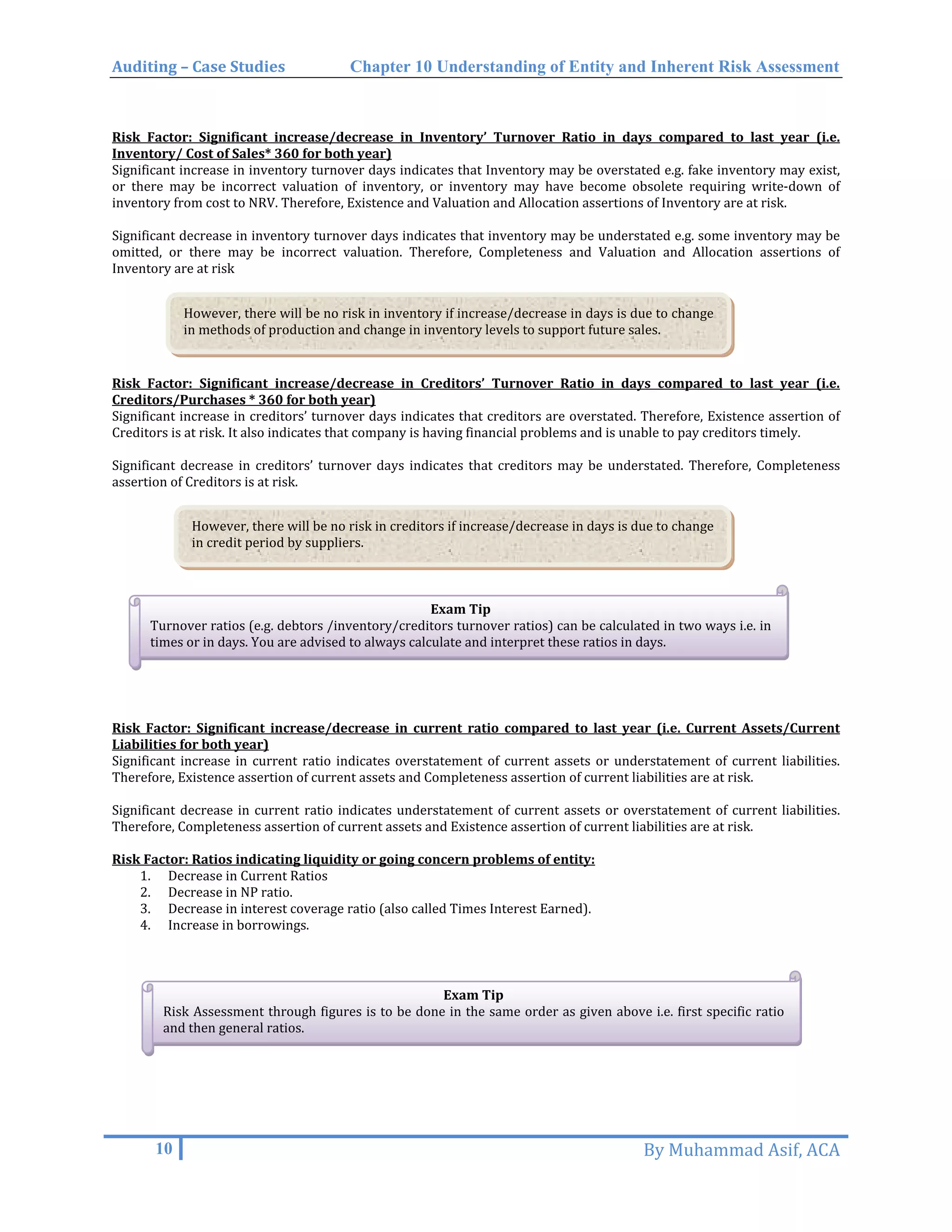 Understanding of entity and inherent risk assessment (including case ...