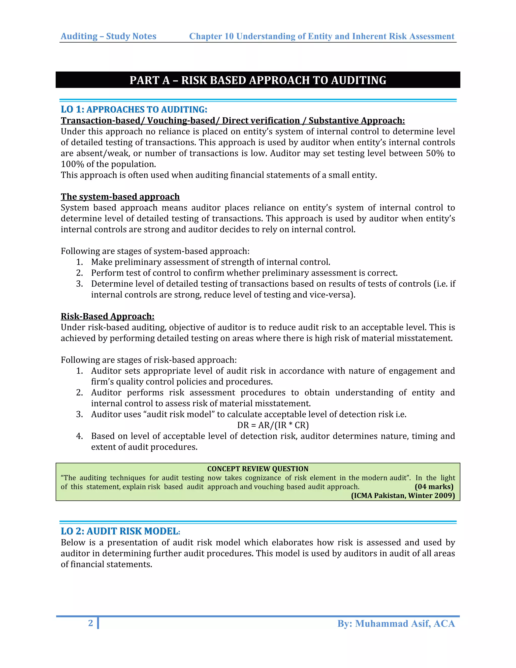 Understanding of entity and inherent risk assessment (including case ...